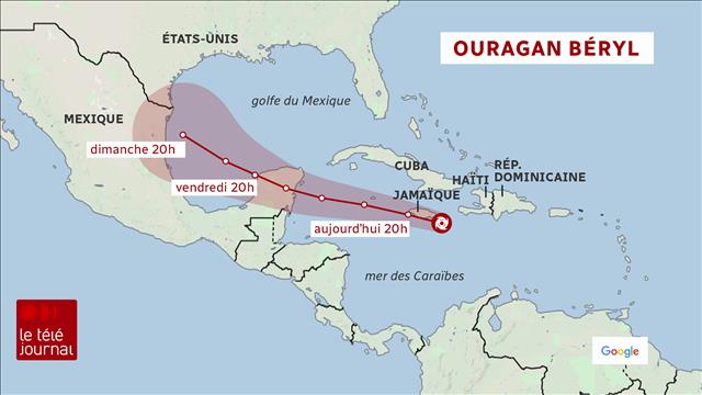 L’ouragan Beryl frappe la Jamaïque et se dirige vers le Mexique | Radio-Canada